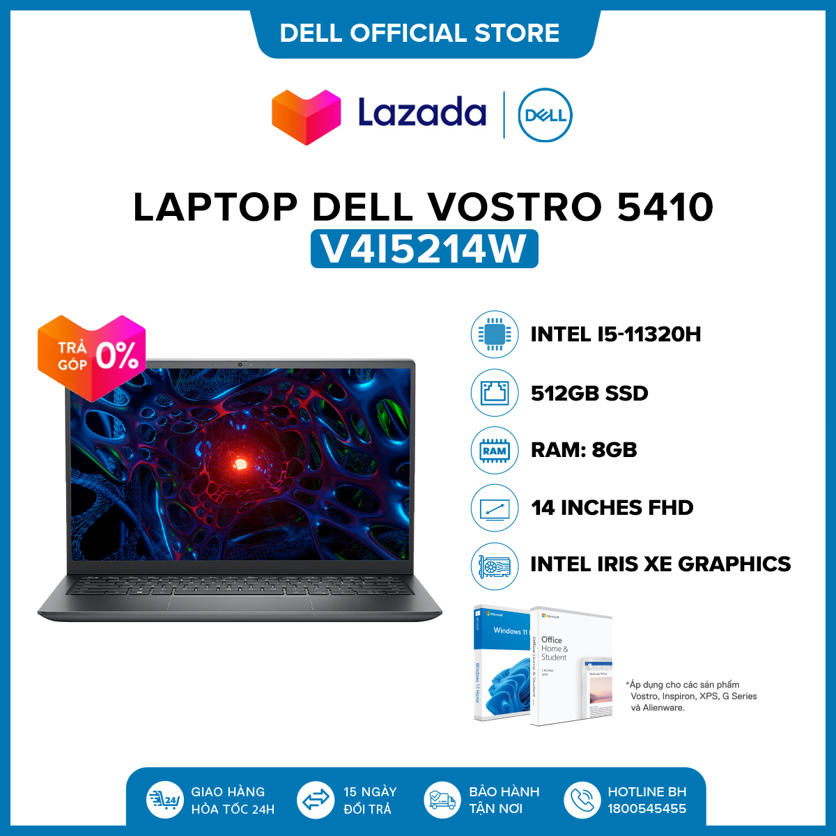 Laptop Dell Vostro 5410 14 inches FHD (Intel / i5-11320H / 8GB / 512GB ...