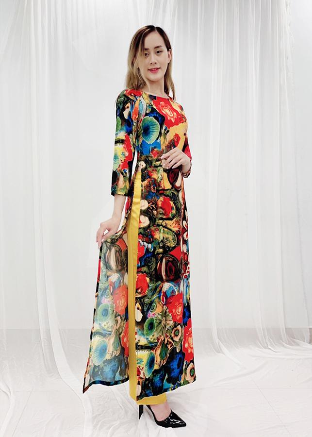 GOTI - Set Áo Dài Truyền Thống Kiểu Áo Dài In Họa Tiết Sắc Màu Kèm Quần ...