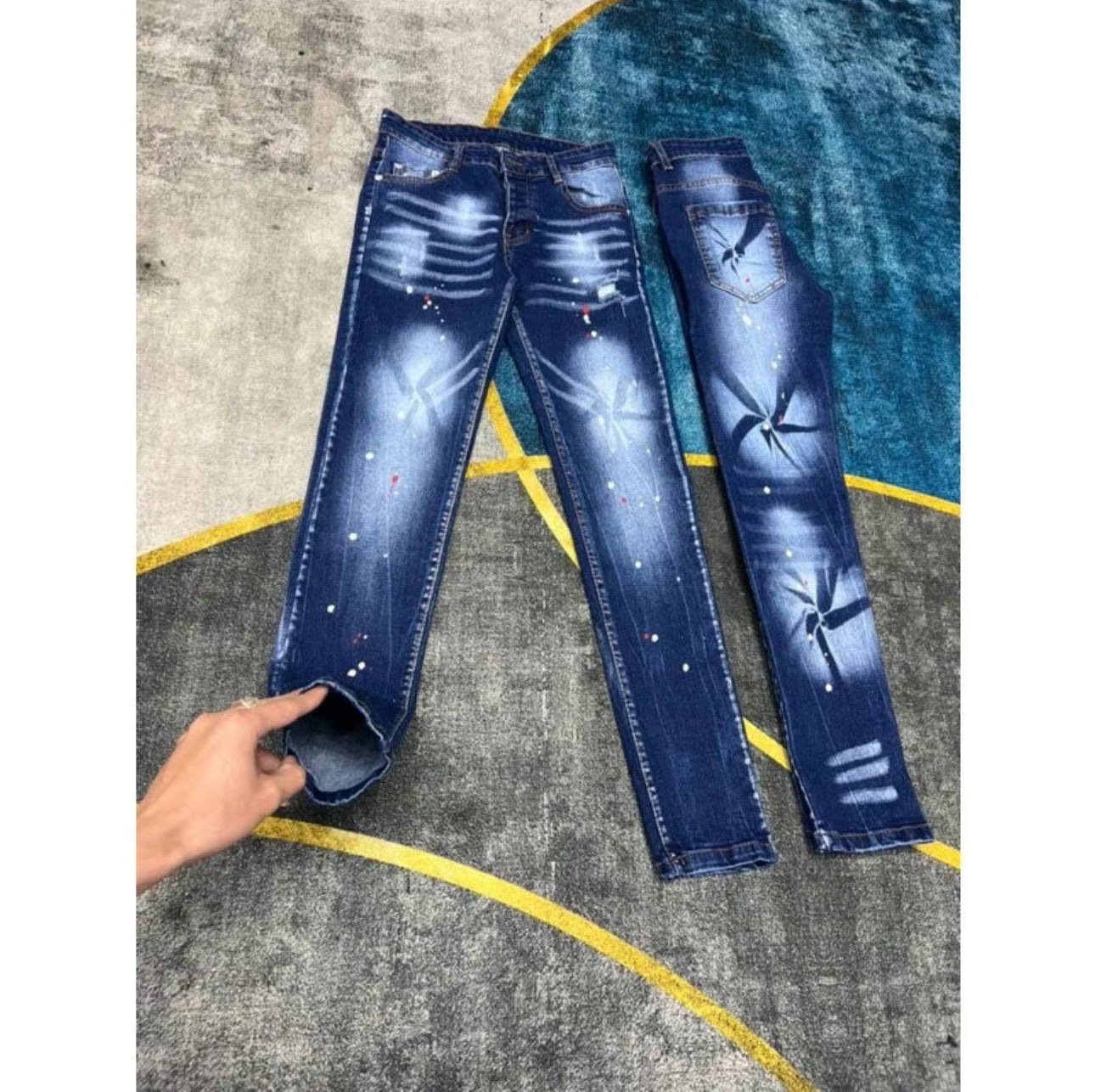 Quần jean nam loang màu cao cấp chất liẹu DENIM dày co dãn thiết kế trẻ ...