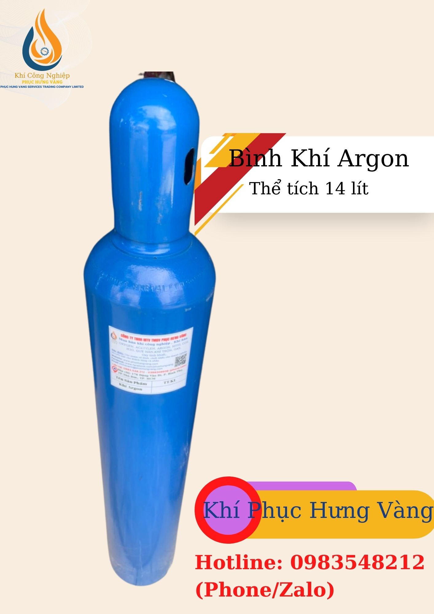Bình Khí Argon 14 Lít Đầy Khí - CHUYÊN CÔNG TRÌNH | Lazada.vn