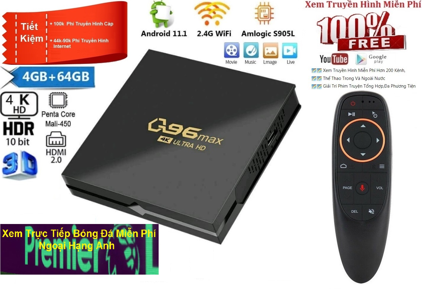 Tv Box G96 Ultra HD Max 4K Ram 4Gb+64Gb 2.4G Wifi Cpu S905L Xem Miễn ...