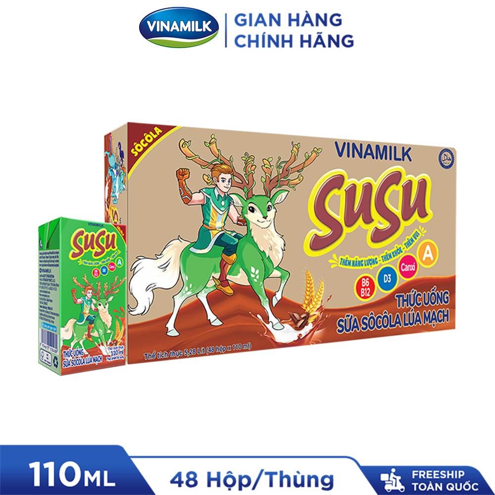 Thức Uống Sữa Socola Lúa Mạch có thạch SuSu - Thùng 48 chai 80ml - MixASale
