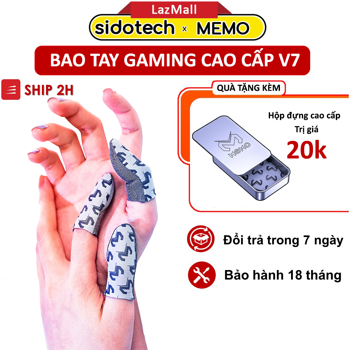 Bao tay chơi game ff SIDOTECH MEMO V7 sợi bạc cao cấp găng tay gaming ...