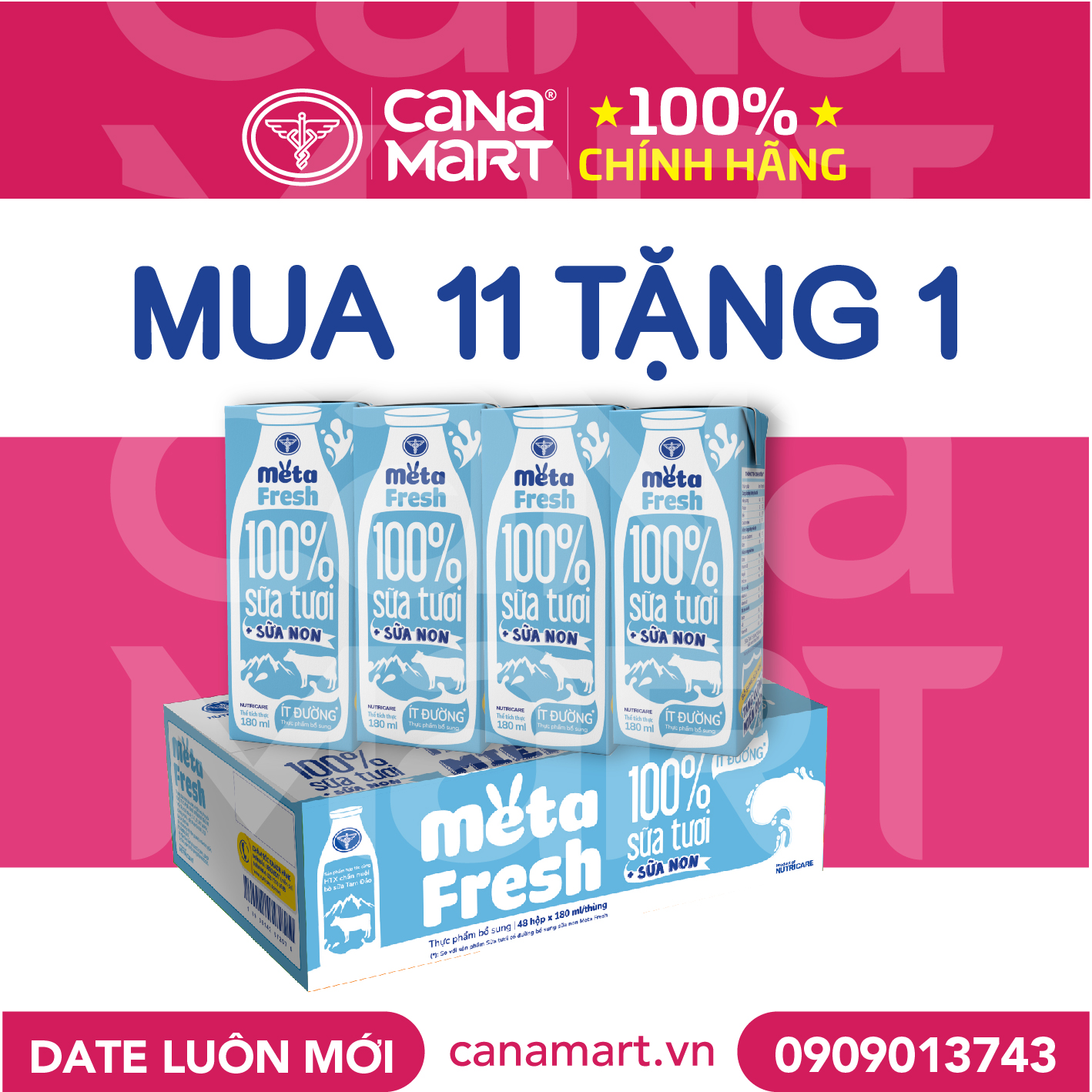 Thùng sữa tươi Nutricare Meta Fresh Ít Đường sữa non tăng cường miễn ...