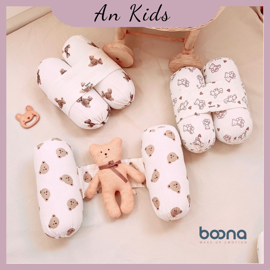 Gối chặn bộ chặn xô boona cho bé sơ sinh ruột bông tự nhiên chống giật ...