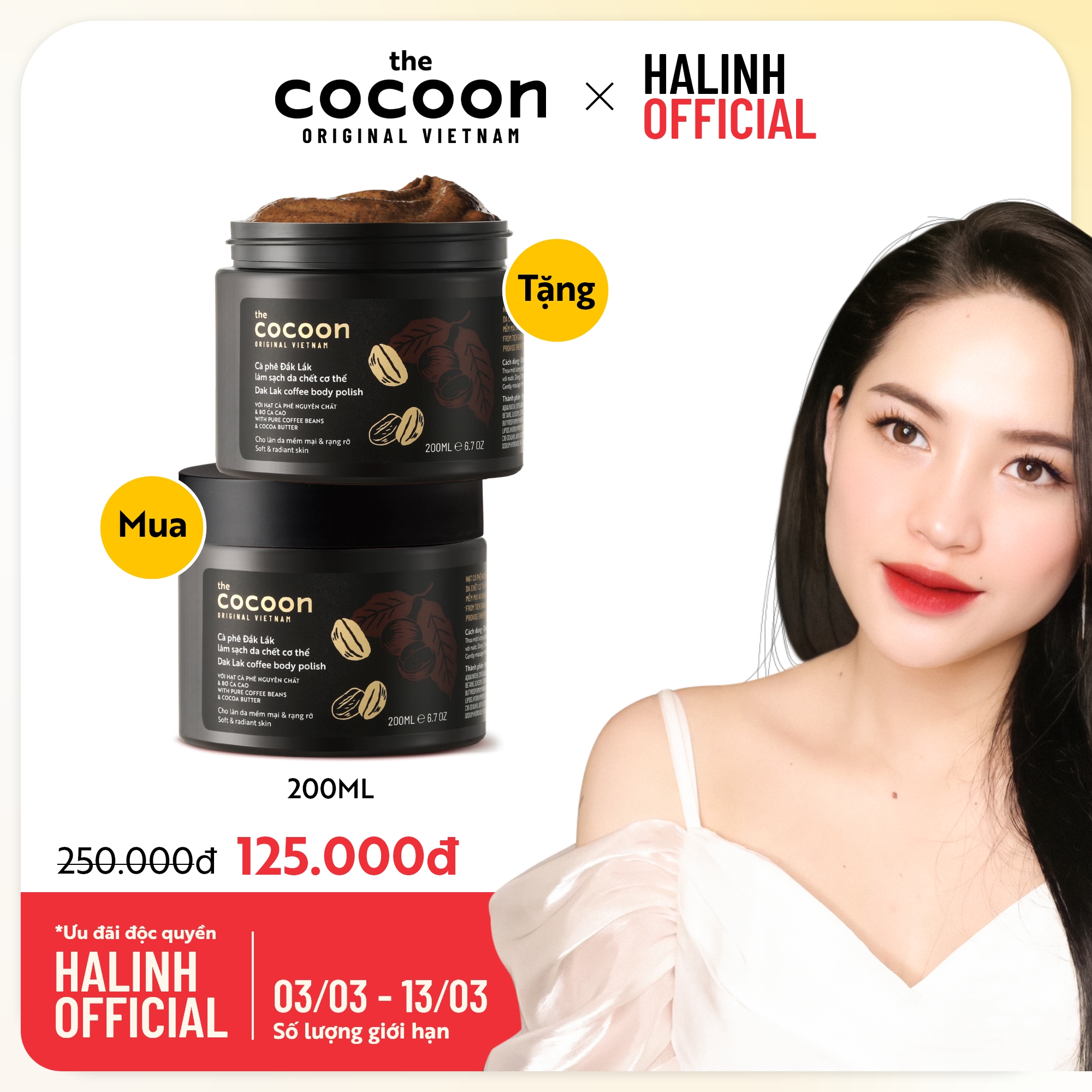 DEAL ĐỘC QUYỀN HÀ LINH OFFICIAL Túi Refill Cà phê Đắk Lắk làm sạch da ...