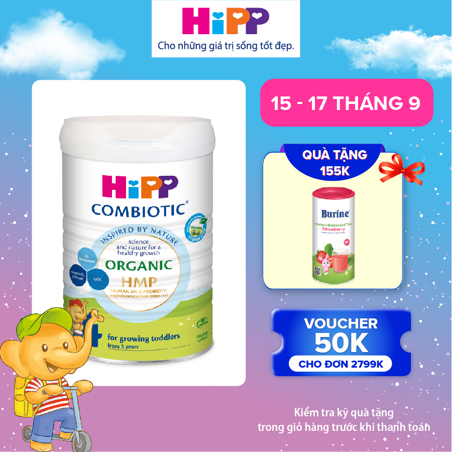 Sữa bột dinh dưỡng công thức HiPP 4 Organic Combiotic 800g dành cho trẻ ...