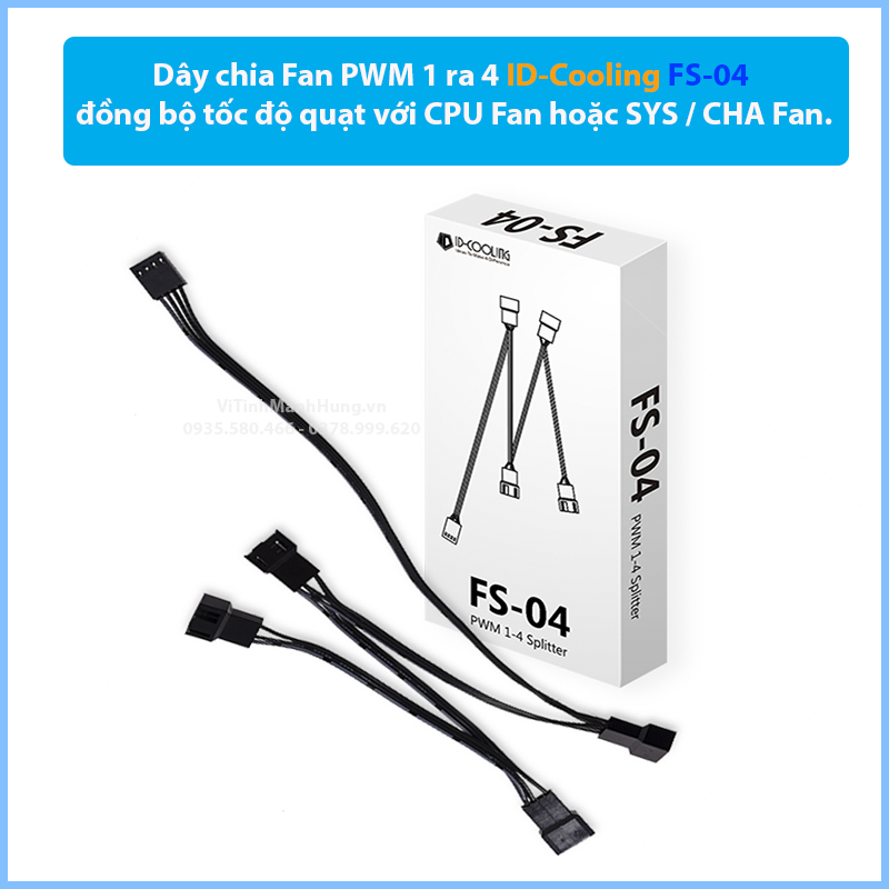 Dây chia Fan PWM 1 ra 4 ID-Cooling FS-04, đồng bộ tốc độ quạt với CPU ...