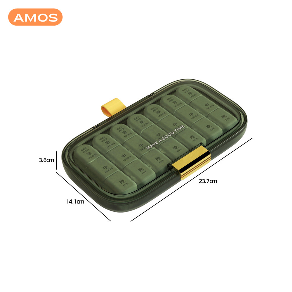 Hộp đựng thuốc 7 ngày AMOS chia ngăn khoa học bảo quản cao cấp nhỏ gọn ...