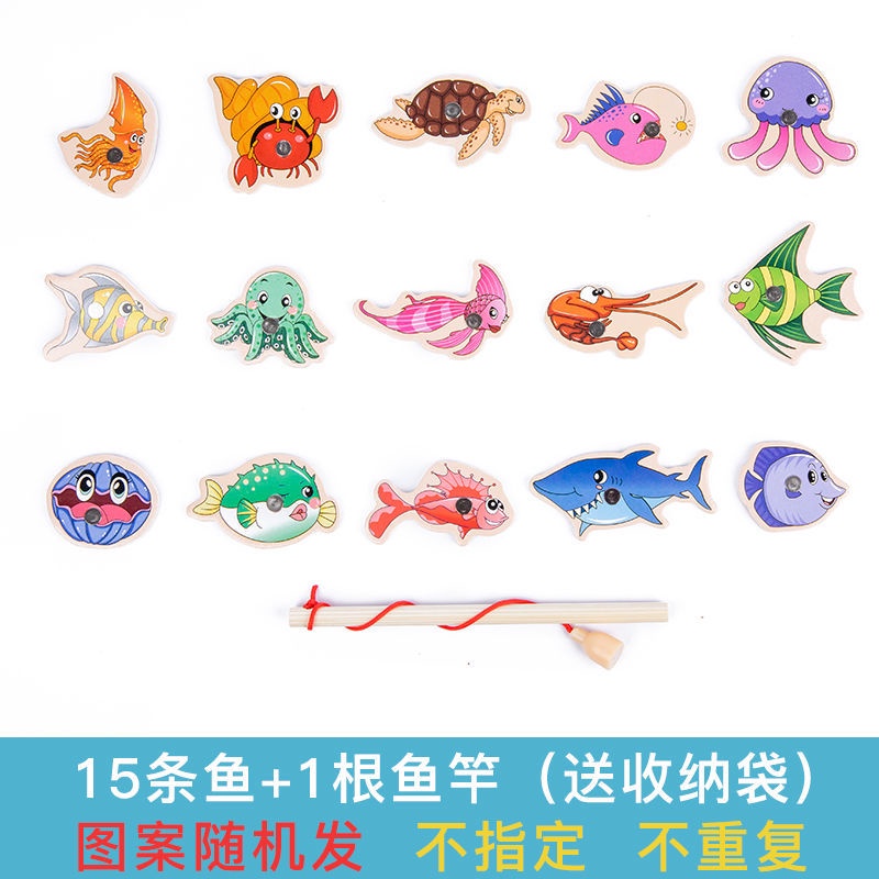 Wooden Magnetic Fishing Board Game Toy Set ABC Alphabet Color Sorting ...