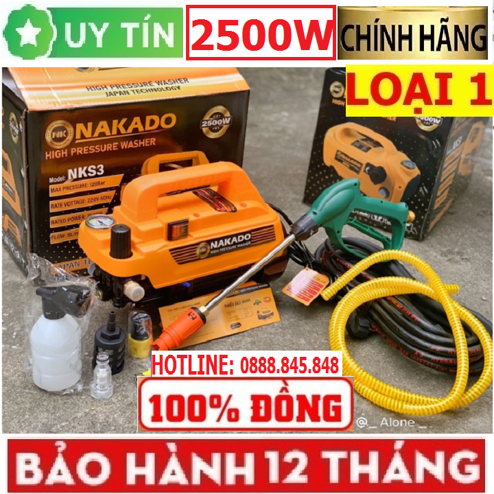 BH 24 THÁNG Máy rửa xe áp lực cao NAKADO S1 - Công suất 2500W - JAPAN Technology - MixASale