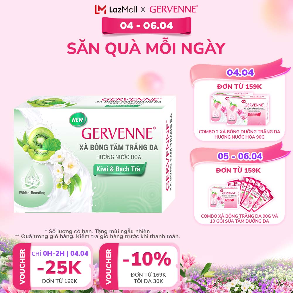 Gervenne Xà bông tắm trắng da hương nước hoa Kiwi Bạch Trà 90g - MixASale