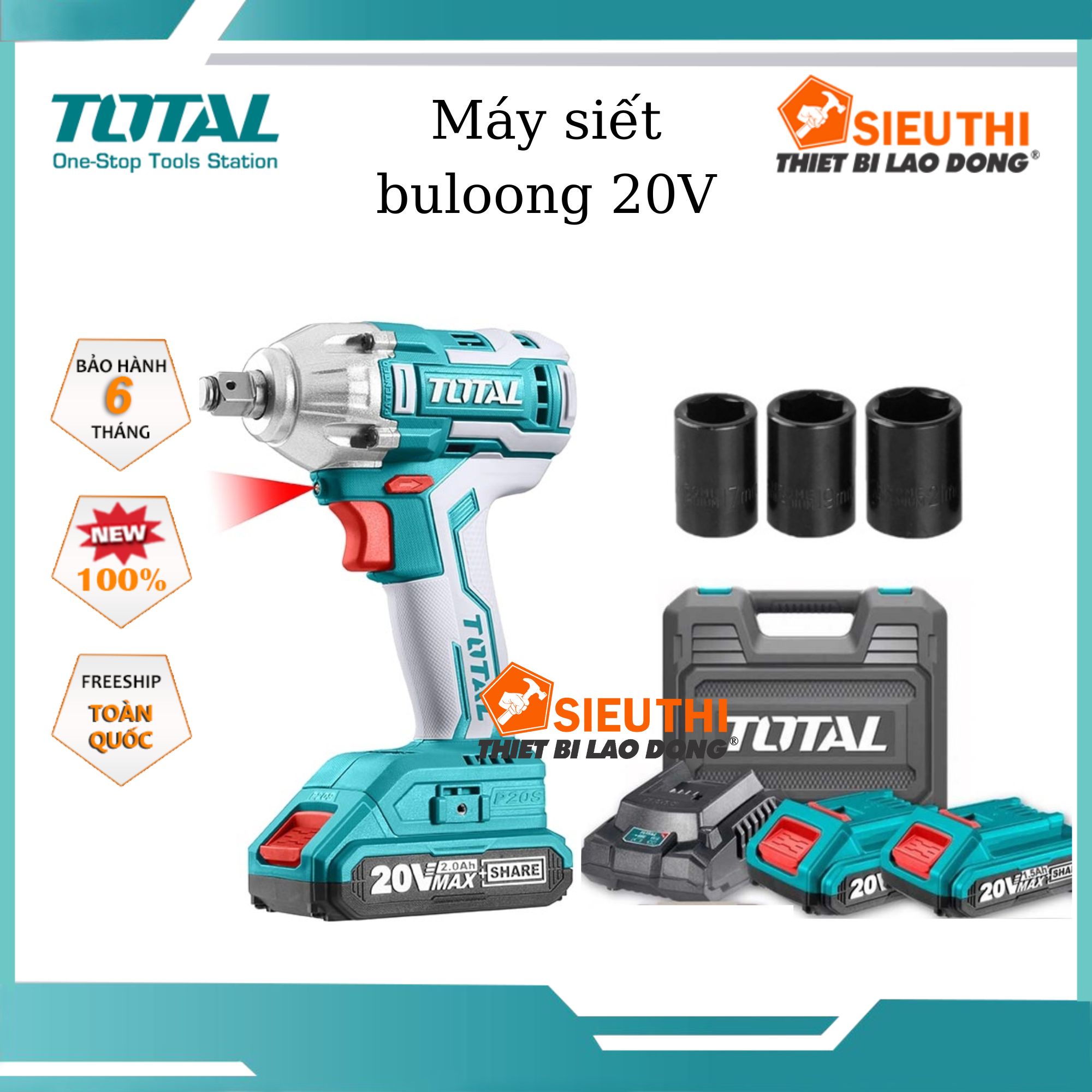 TOTAL Máy siết buloong dùng pin Lithium 20V TIWLI2038 | Lazada.vn