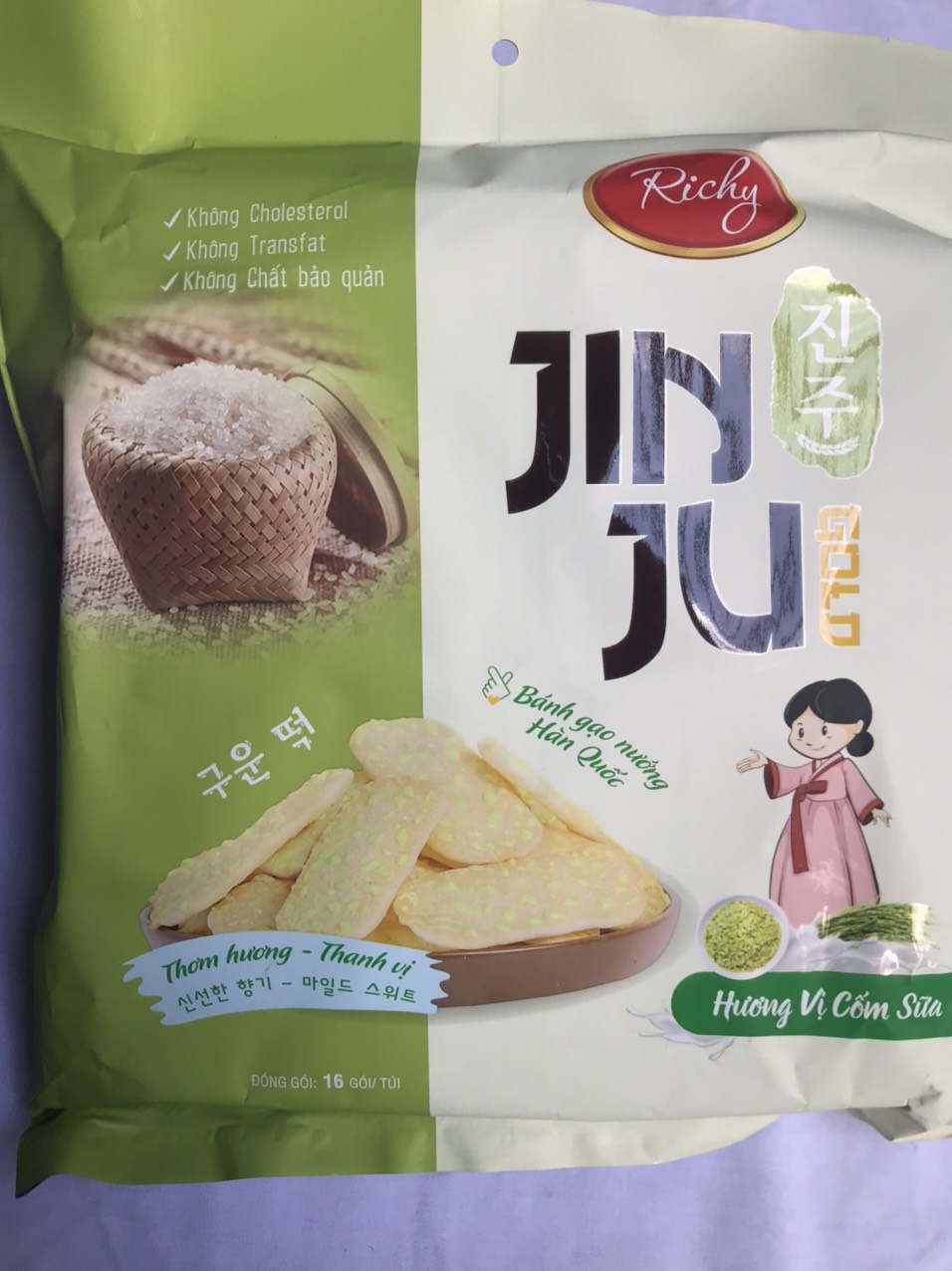 Bánh Gạo Nướng Hàn Quốc Jin Ju Hương Vị Cốm Sữa (Gói 145g) | Lazada.vn