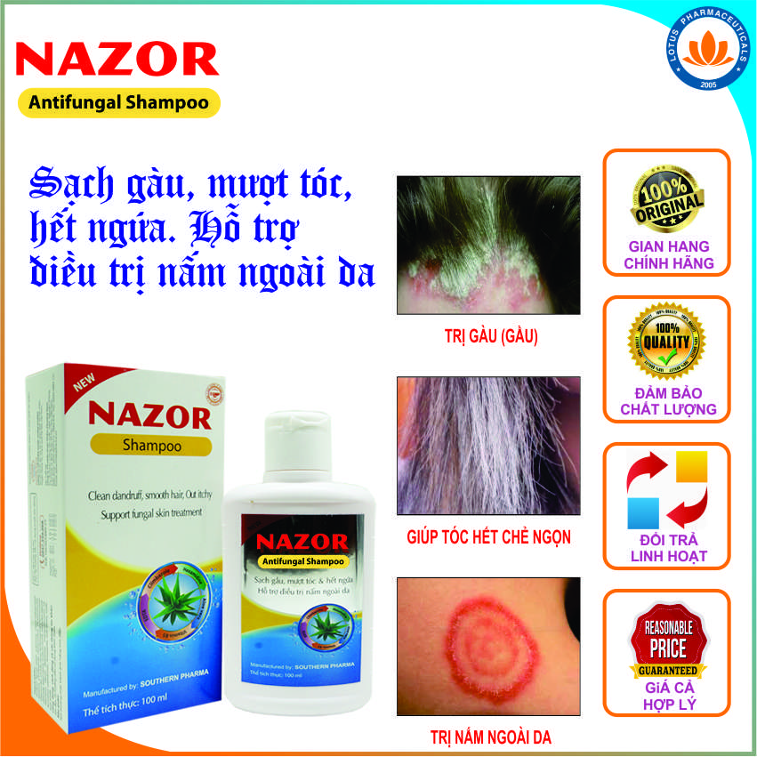 Dầu gội NAZOR SHAMPOO Dầu tắm gội 2 trong 1, hết gàu, hết ngứa, phục ...