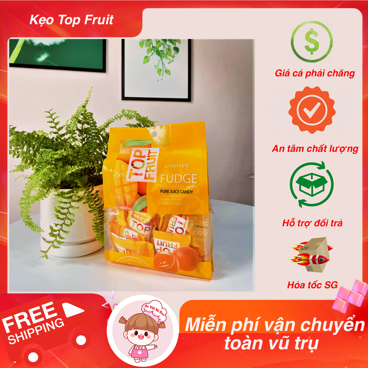 Kẹo dẻo trái cây TOP FRUIT COOWY nhiều hương vị gói 320g - Ăn Vặt Bà ...