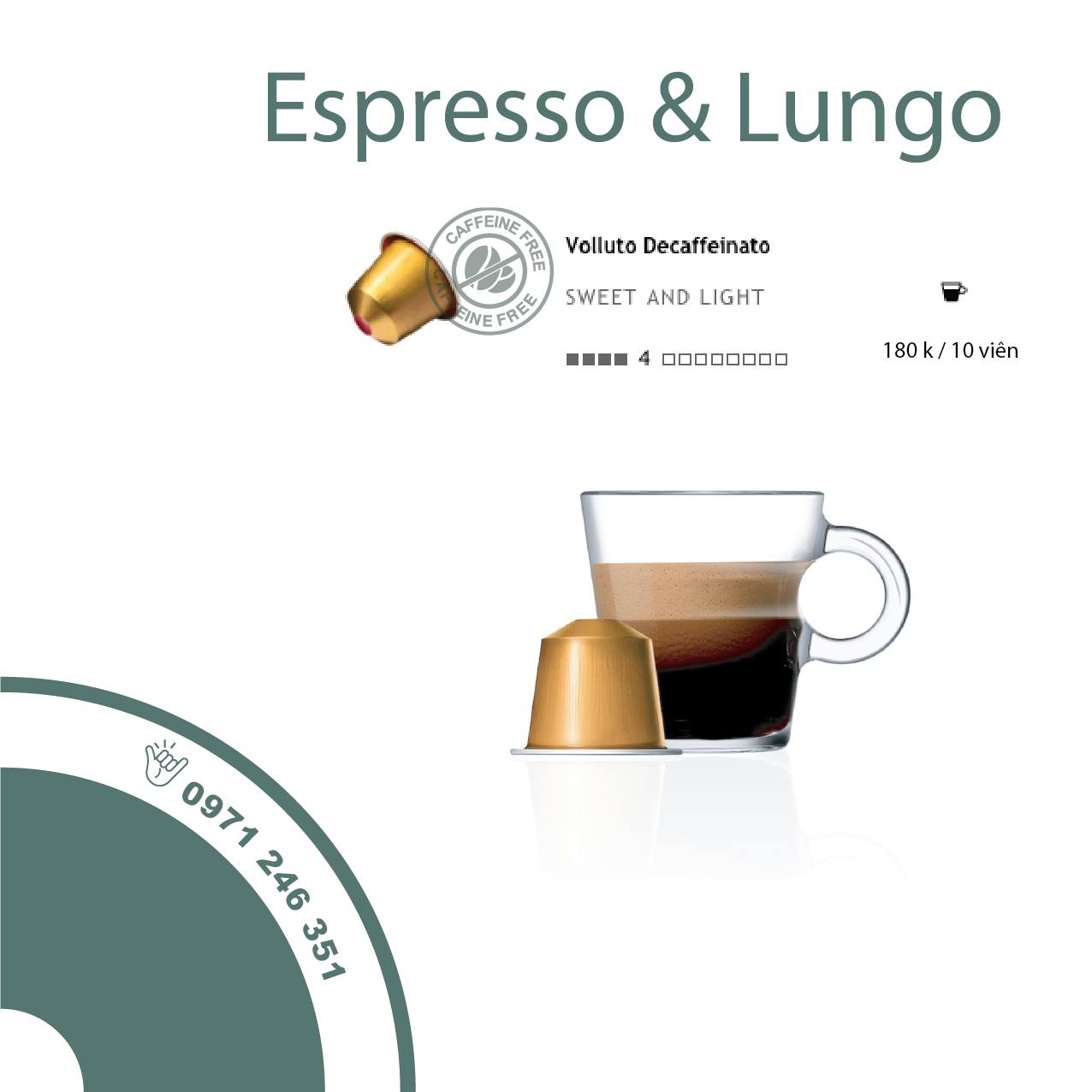 Viên nén cà phê VOLLUTO DECA - Nespresso "Không cà phê in" - Hộp 10 ...