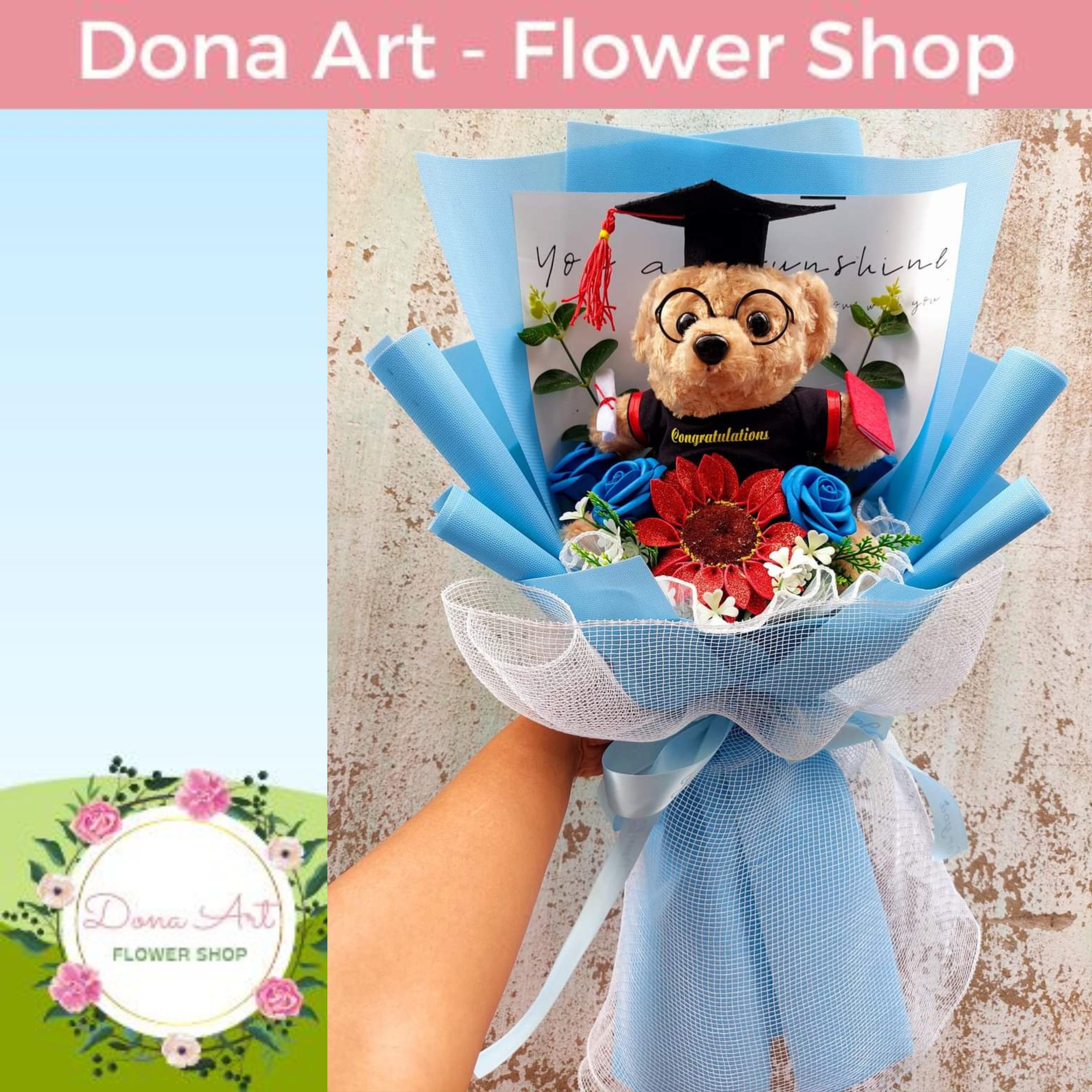 TẶNG túi , tặng thiệp Bó hoa kèm gấu bông tốt nghiệp DONA ART HTN01 ...