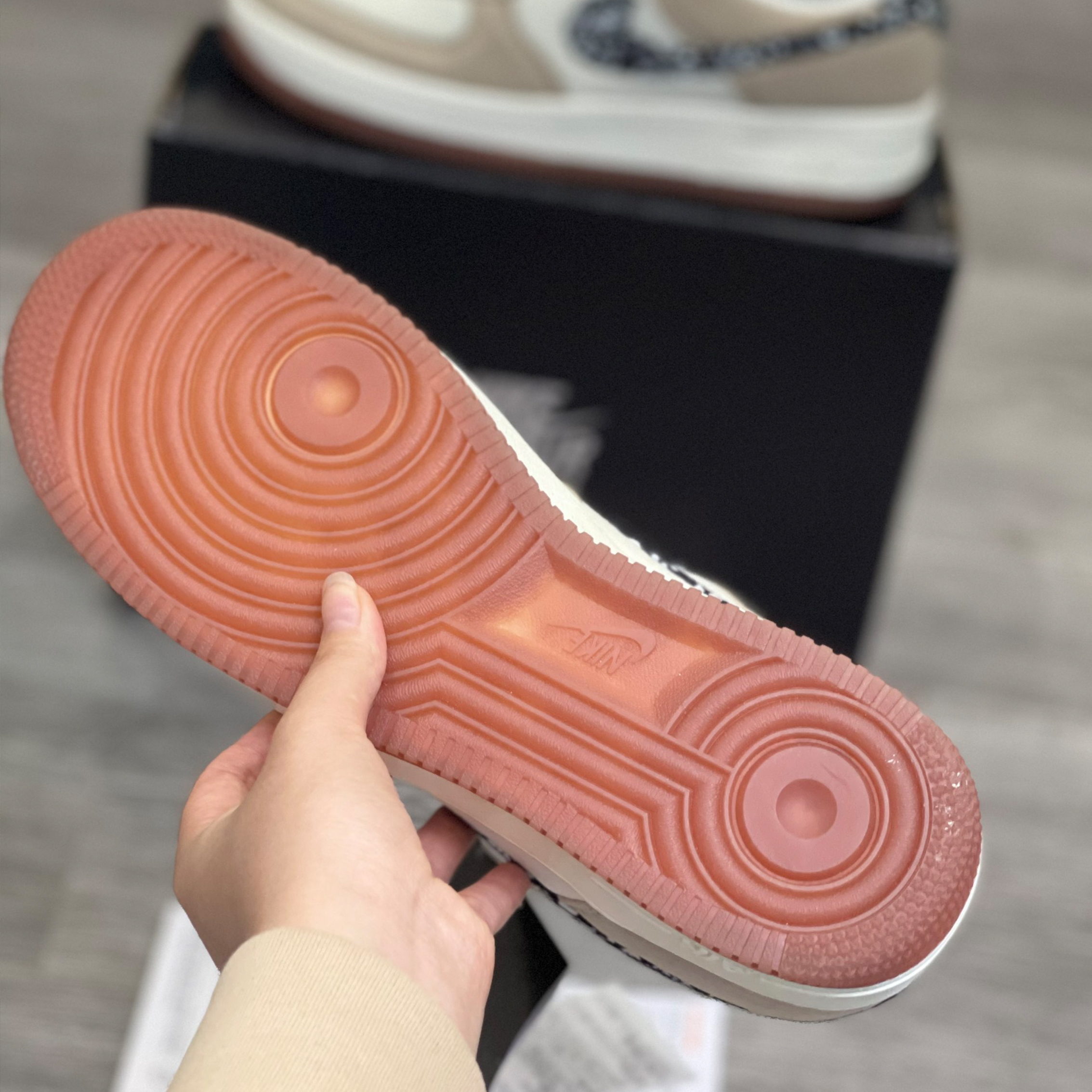 GiàyN.ike Air Force 1 Travis Scott Vàng kem vệt thổ cẩm giày af1 đế nâu ...