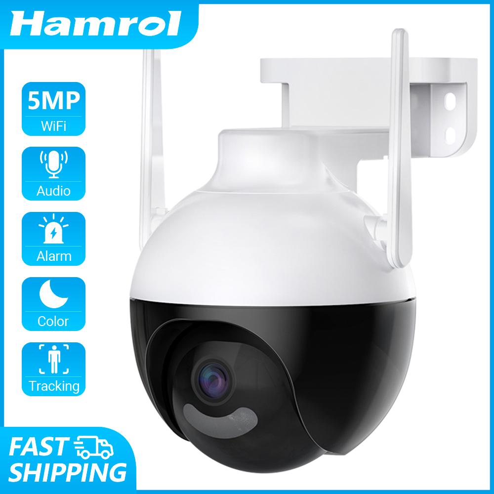 Hamrol UHD 5MP Smart PTZ WiFi IP Camera Color Night Vision Audio ...