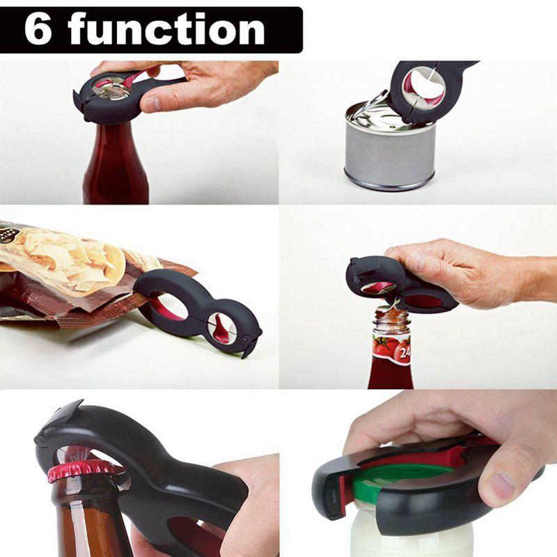 Multifunction Portable Bottle Opener 6 in1 Stainless Steel Manual ...