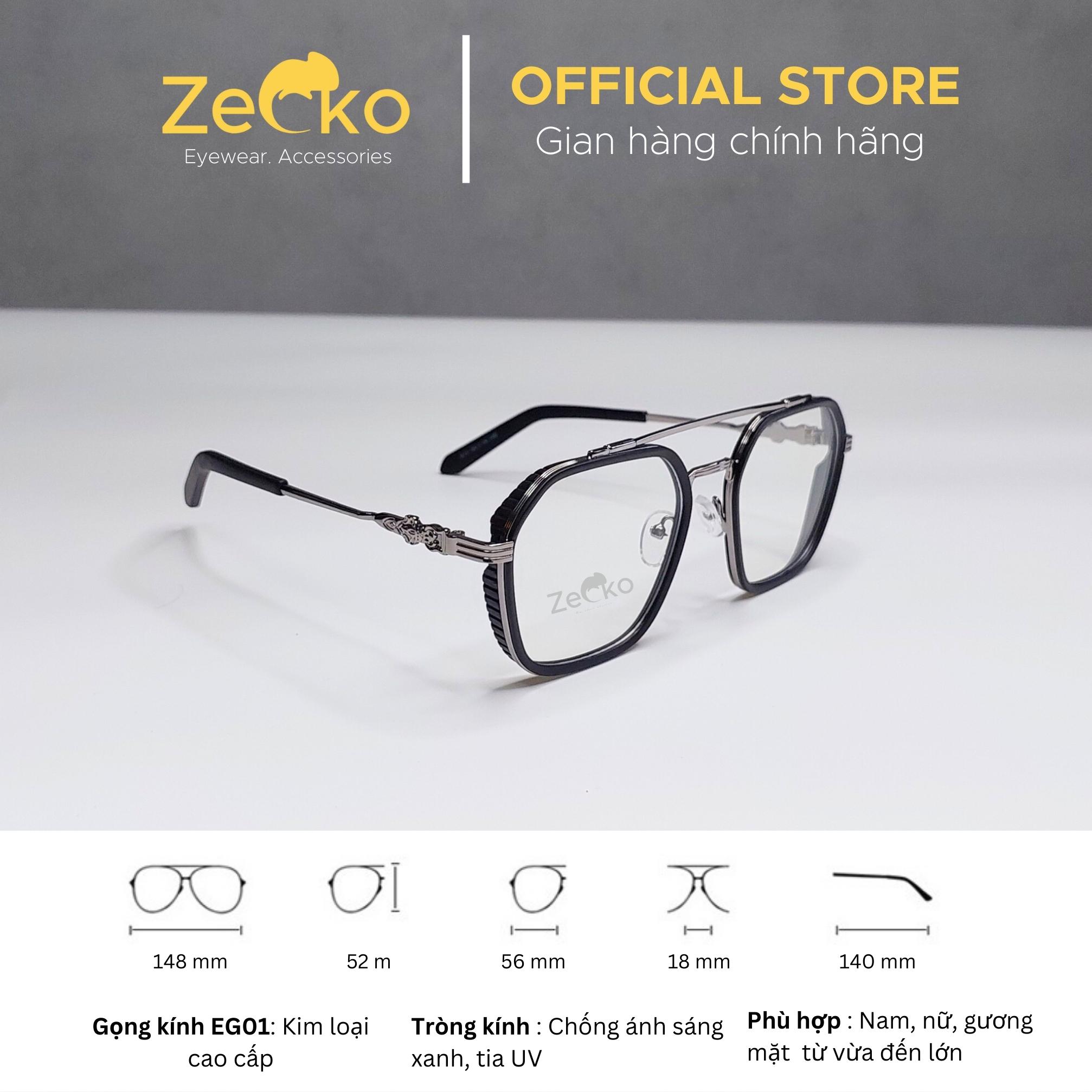 Gọng kính nam nữ giả cận Zecko EG01 chống ánh sáng xanh tia UV - MixASale