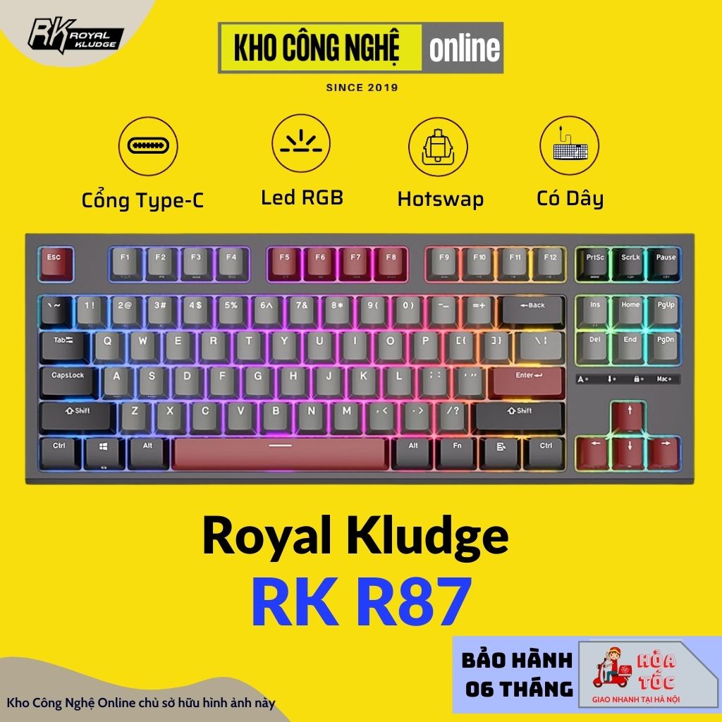 RK R87 - Bàn phím cơ Royal Kludge RK R87 (Led RGB Hotswap) - MixASale