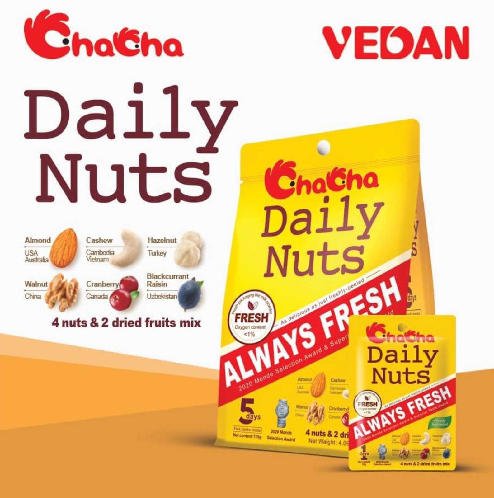 Hạt Trái Cây CHAHA DAILY NUTS 115g - MixASale