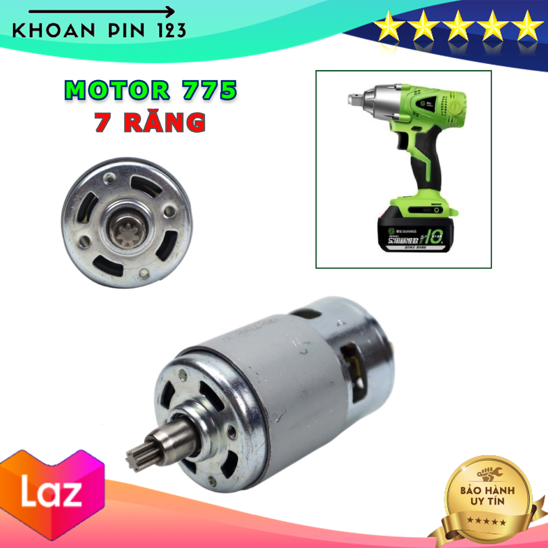 Motor 775 7 răng 18v DC chuyên dụng cho máy siết bulong có chổi than ...