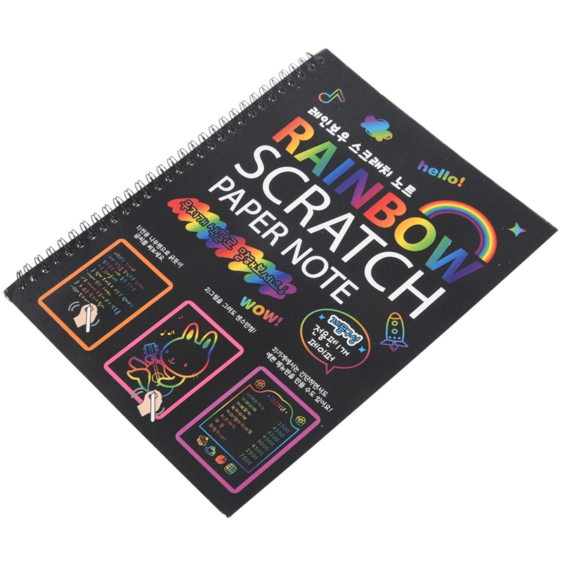 19x26Cm Large Magic Color Rainbow Scratch Paper Note Book Black Diy ...
