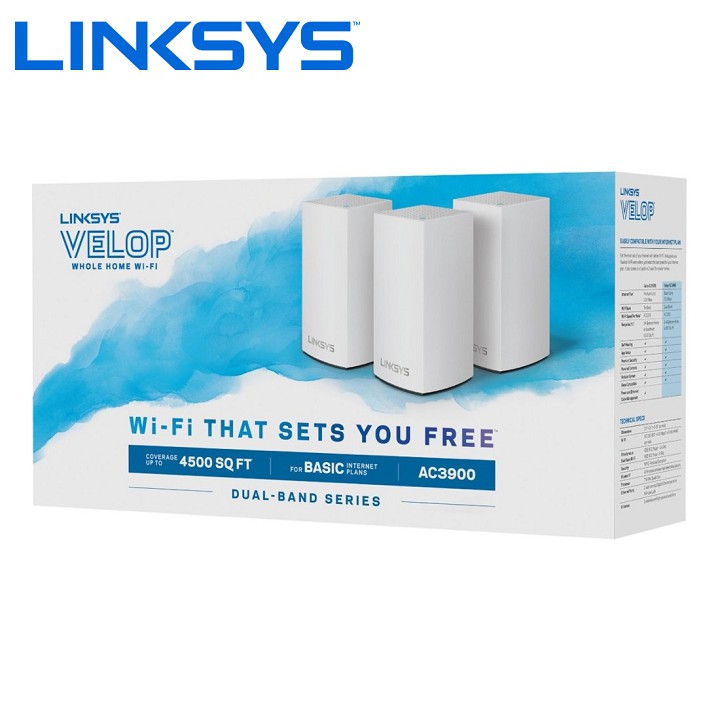Bộ phát Wifi Linksys Velop WHW0103 3-Pack AC1300Mbps Dual-Band MU-MIMO (Hàng chính Hãng) - MixASale