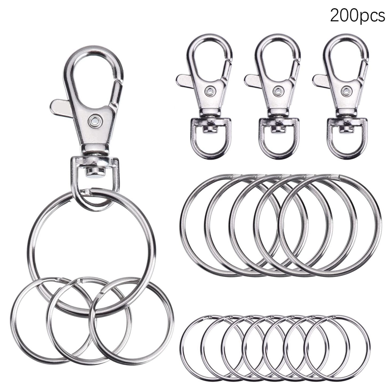 200 Pieces Key Hooks Rings Set 20 mm Key Rings 120 Pieces 30 mm Key ...