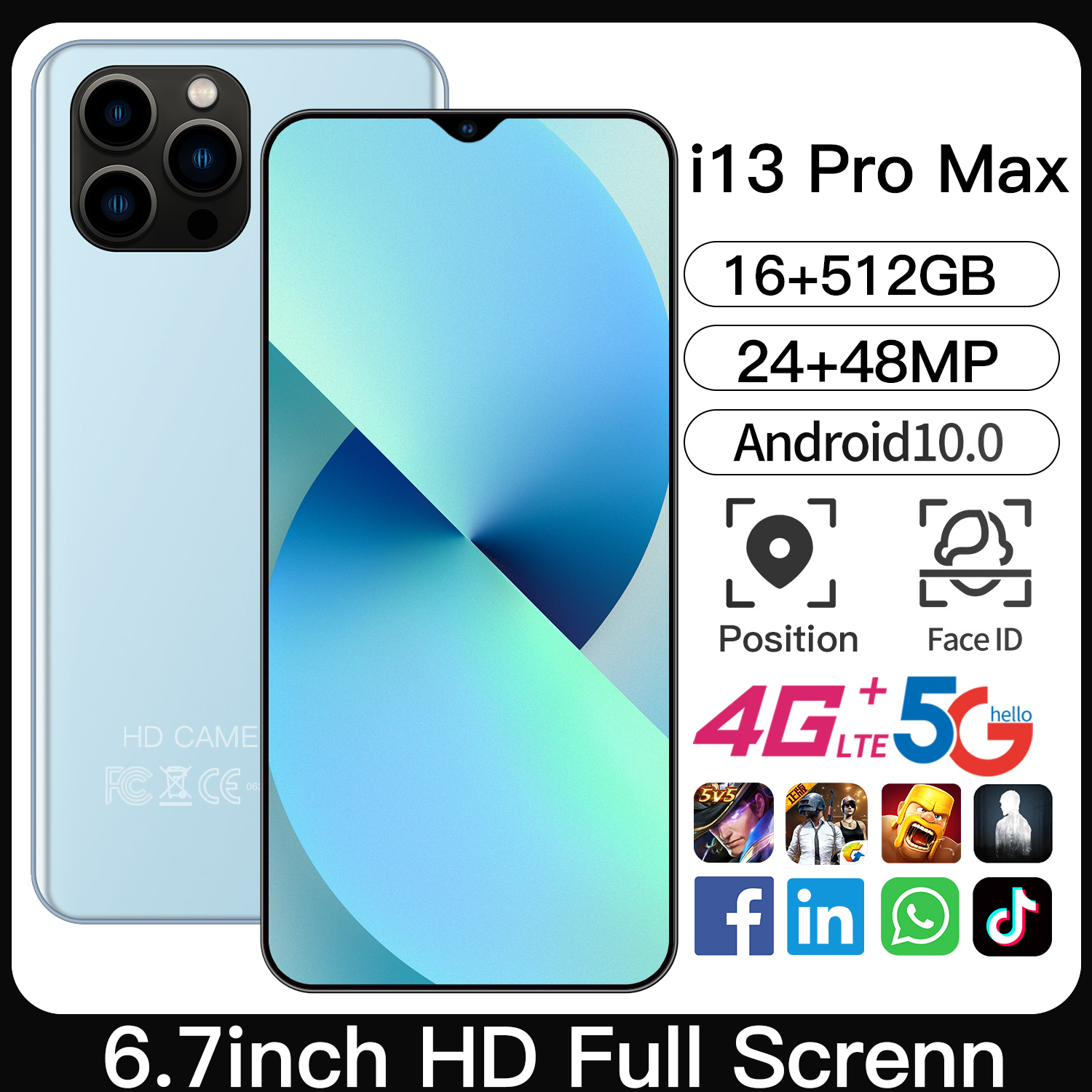 Điện thoại siêu rẻ i13 Pro Max dưới 1 triệu smartphone 6.7 inch 16512GB ...
