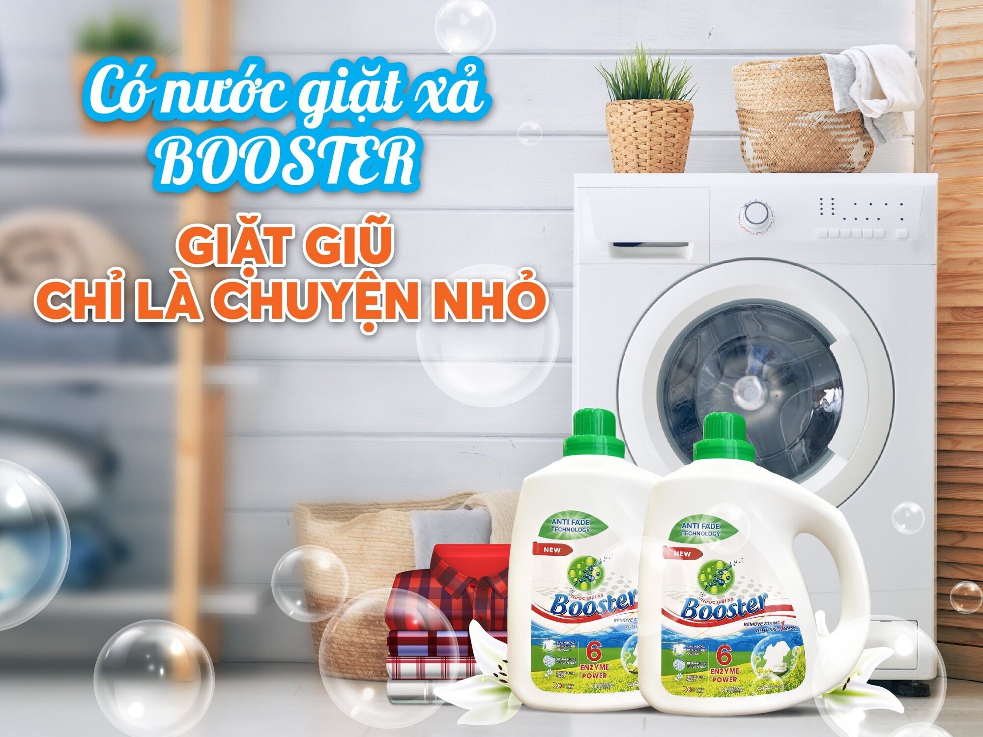 COMBO 3 CAN Nước giặt xả 2IN1 Booster can 3.7kg hương hoa nắng lưu ...
