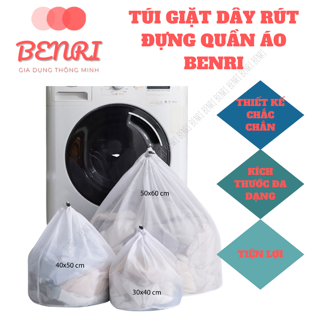 Túi lưới giặt BENRI đựng quần áo đồ lót gấu bông có dây rút chắc chắn ...