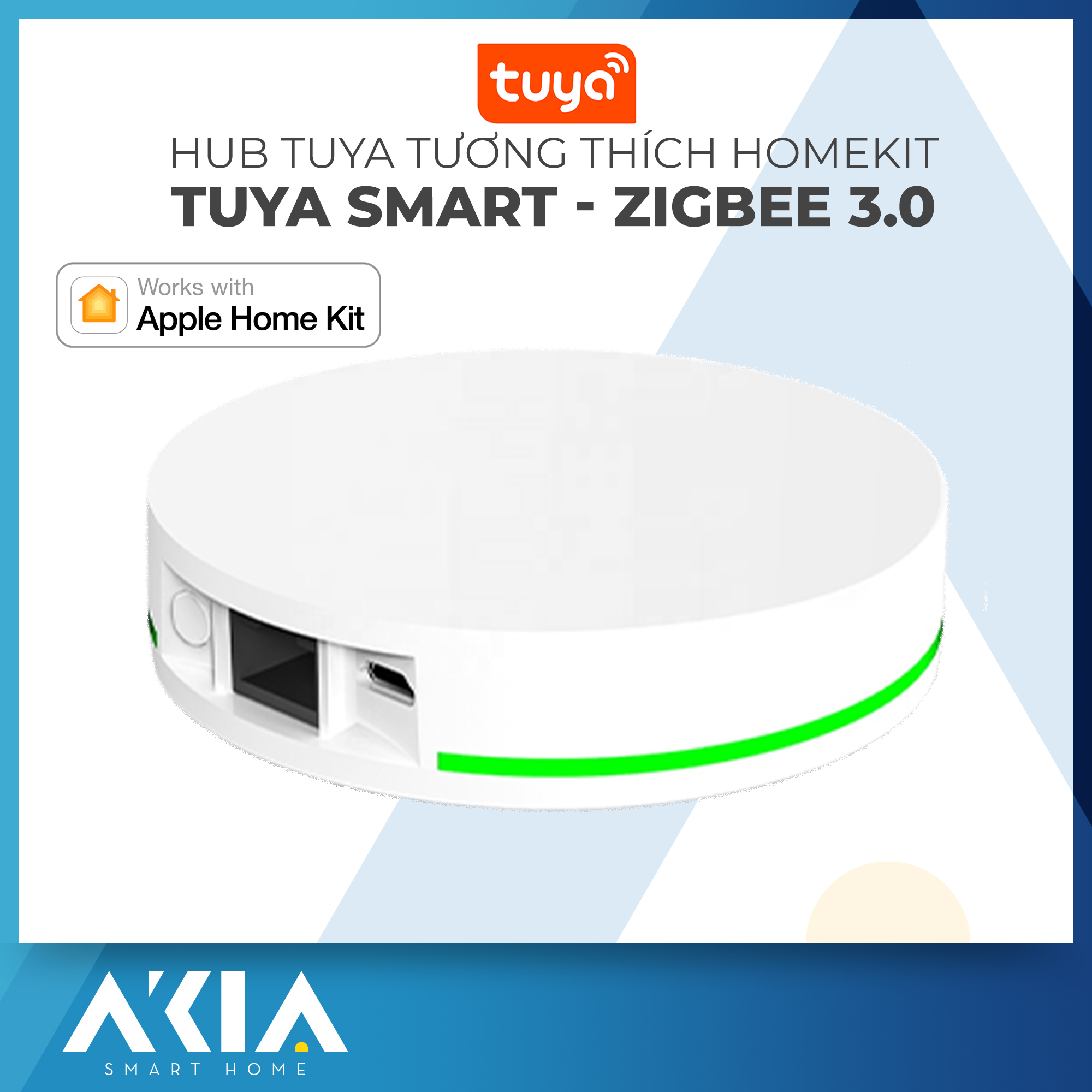 Điều Khiển Trung Tâm AKIA Zigbee - Hub AKIA bản Zigbee 3.0, Cổng LAN RJ45 - Tương thích Apple ...