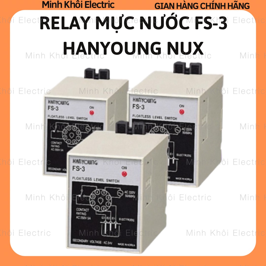 bộ điều khiển mực nước Hanyoung FS-3, rơ le mực nước FS3 hanyoung nux, relay mức nước fs-3a,cảm ...