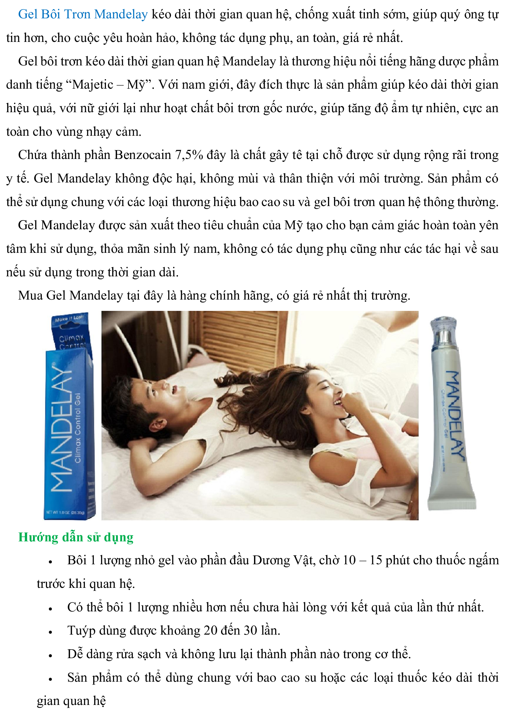 Gel bôi trơn MANDELAY cao cấp kéo dài thời gian tăng cường sinh lý nam ...