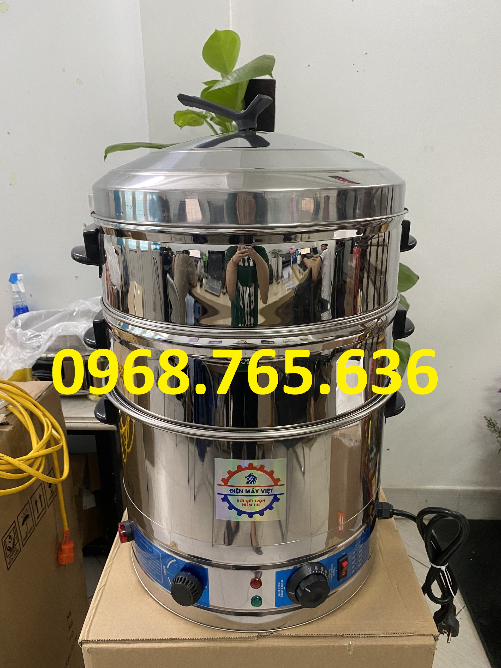 Nồi hấp pate, xôi bằng điện gia đình size 35cm 3 tầng - Nồi hấp điện đa ...