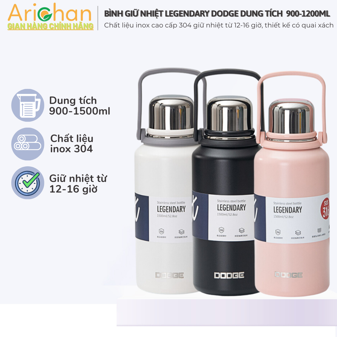 Bình Đựng Nước Bình Giữ Nhiệt Legendary Dodge Dung Tích 900-1200ml Chất Liệu Inox Chuẩn 304 Cao ...