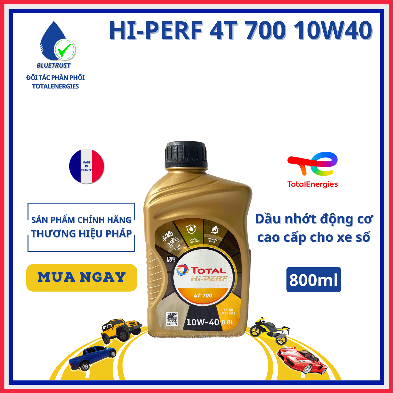 Dầu Nhớt Xe Máy TOTAL HI PERF 4T 700 10W40 - 800ml | Lazada.vn