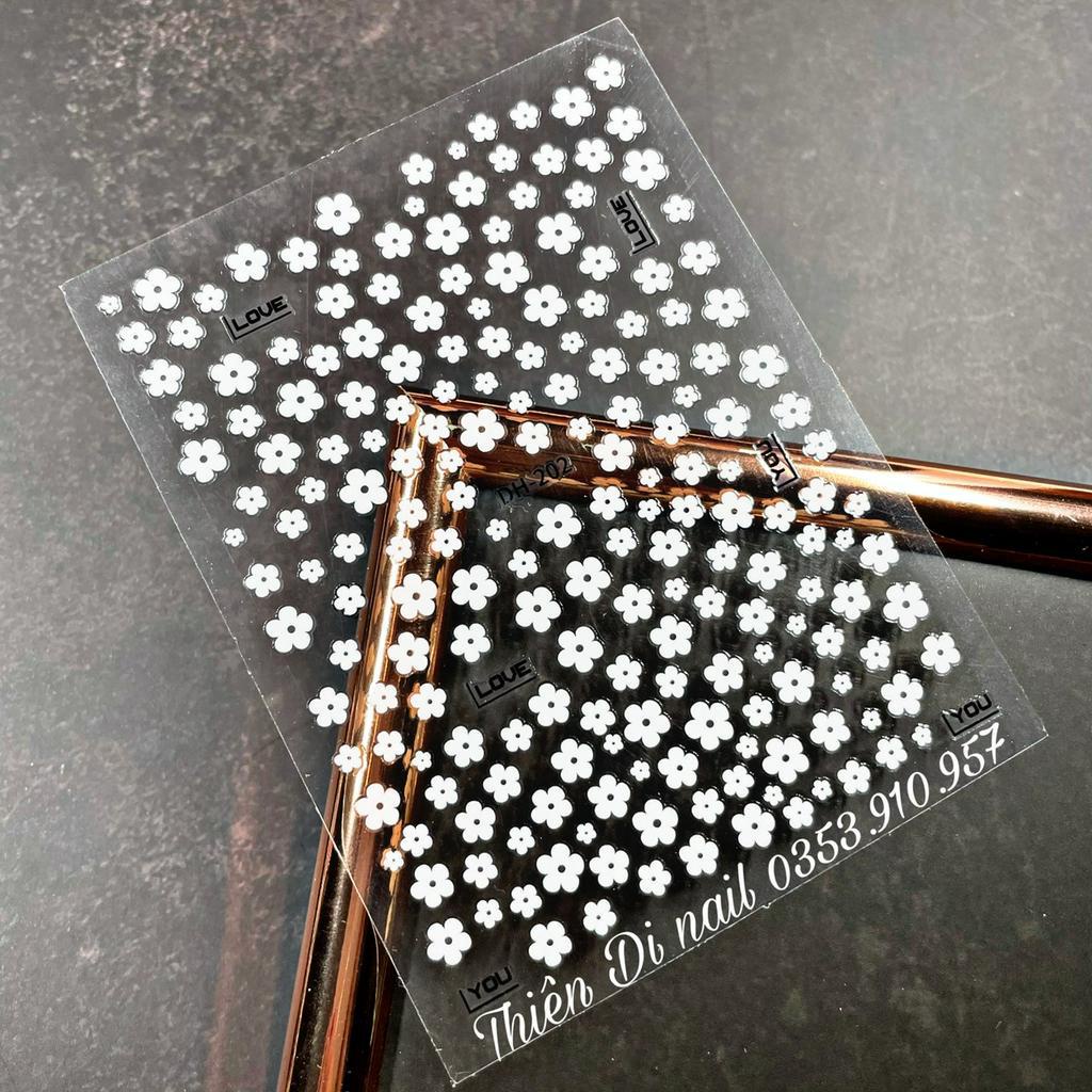 Stick hoa 3D trắng, Sticker hoa dán móng đẹp, miếng dán hình hoa NAIL ...
