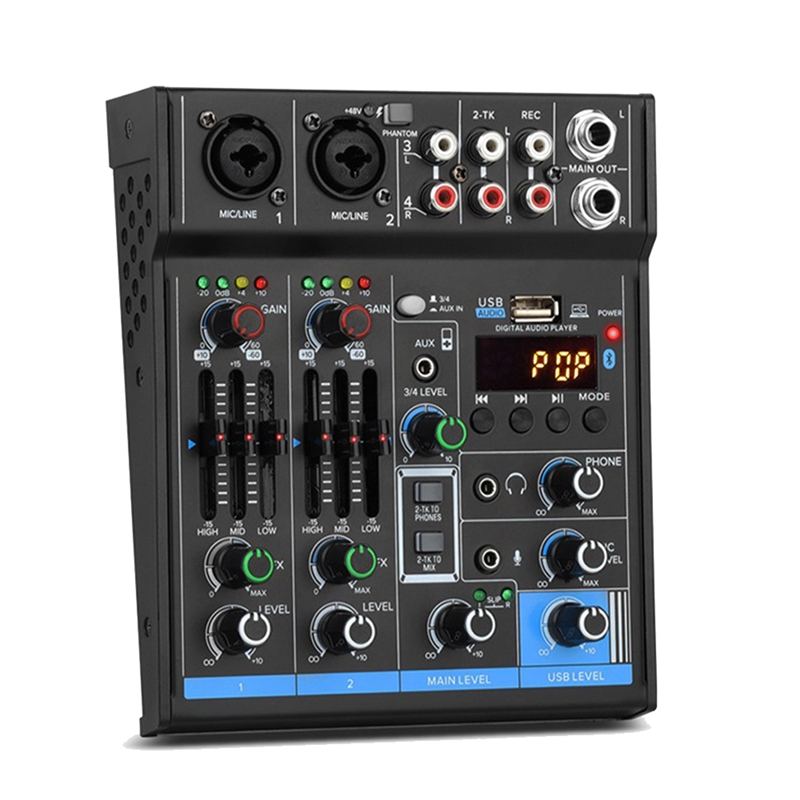 4 Channel Mini Audio Mixer Sound Card Audio DJ 16 Digital Effects Noise ...