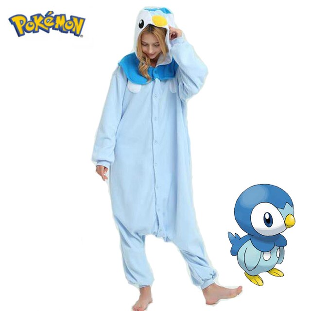 Pokemon Onesie Pajamas Piplup Cosplay Costume For Halloween Women ...