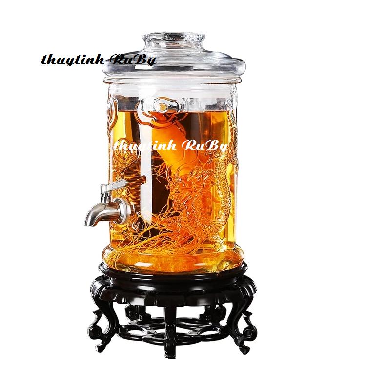 Bình Ngâm Rượu Thủy Tinh 6 Lít (Có Vòi, Không Đế) Trụ Rồng, Bình Đựng ...