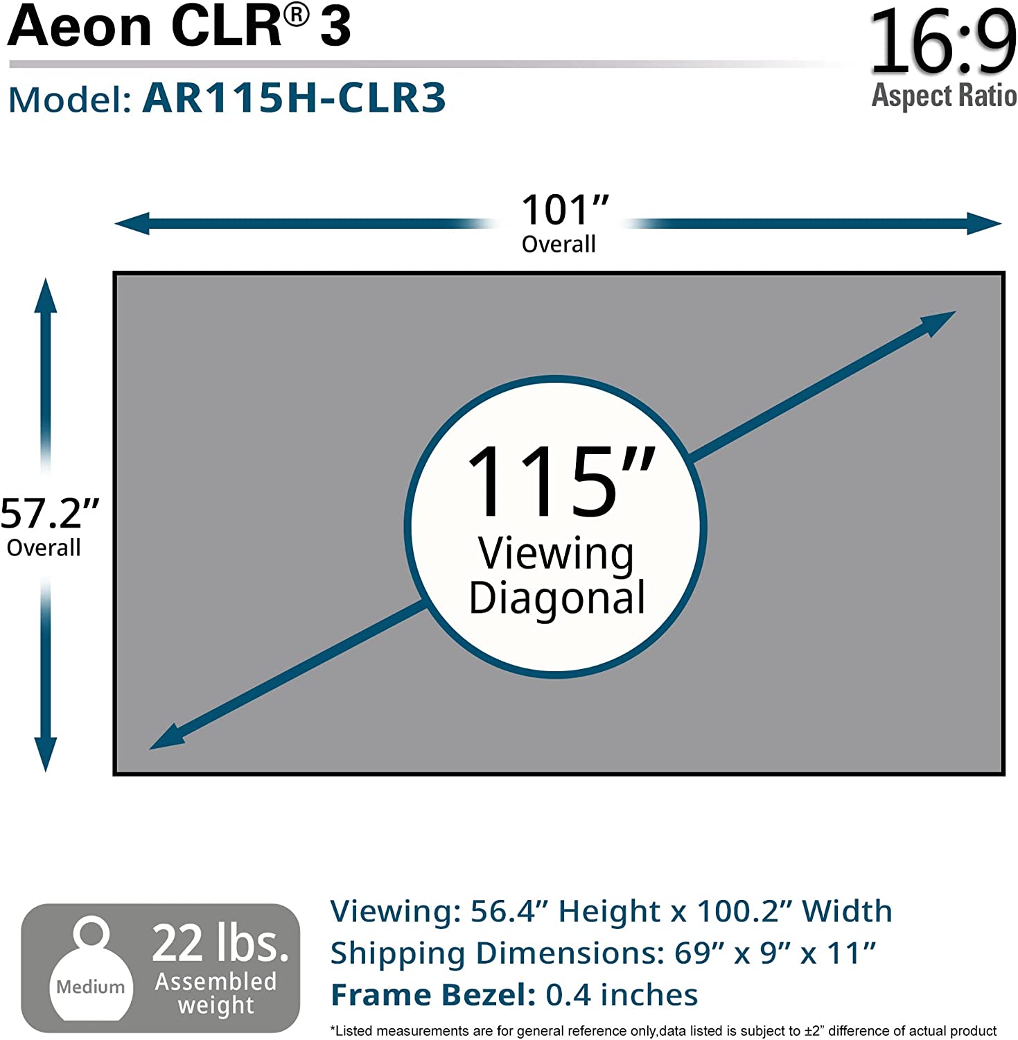Màn Chiếu Elite Screens Aeon CLR3, Tỷ lệ Khung Hình 16:9Gain 0.8 ...