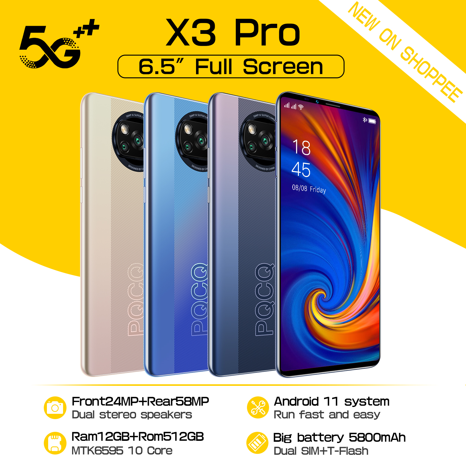 POCO X3 Pro Điện Thoại Di Động Chính Hãng Murah Màn Hình 6.5 Inch Bộ Nhớ 12512GB Hai Thẻ Sim ...