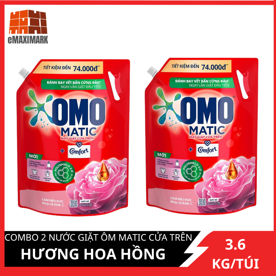 Combo 2 Nước Giặt Omo Matic Cửa Trên Hương Hoa Hồng Ecuador Túi 36kg ...