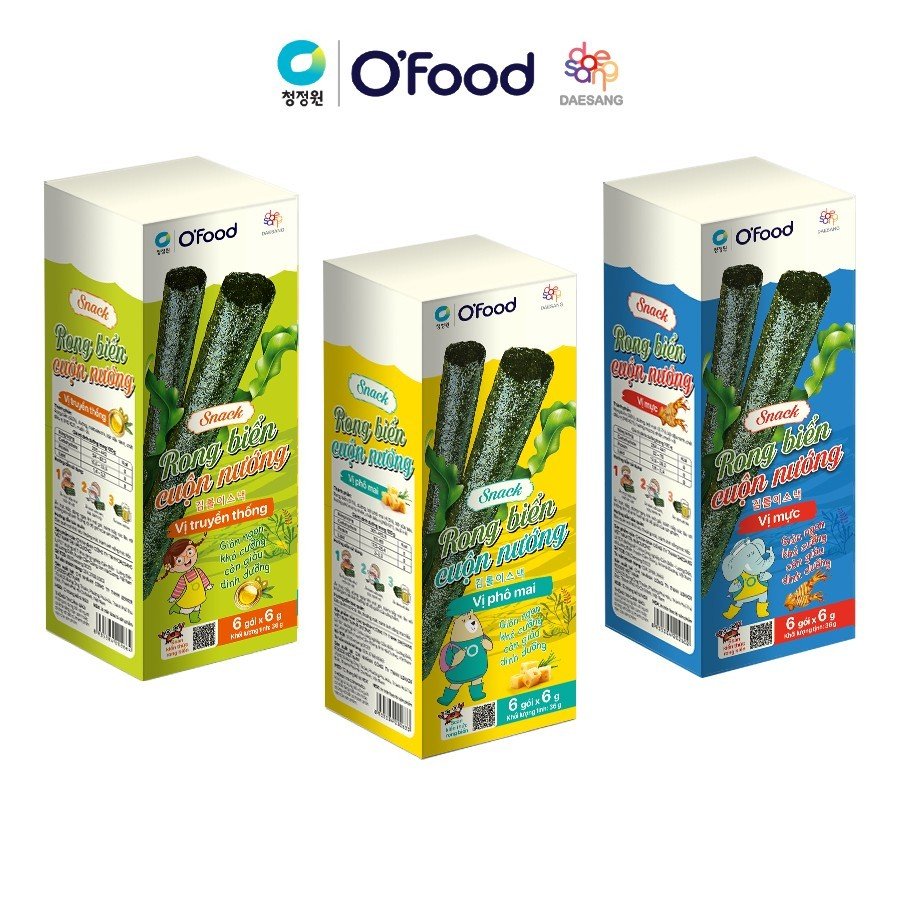 Hộp 6 gói snack rong cuộn nướng giòn 6g Ofood - MixASale