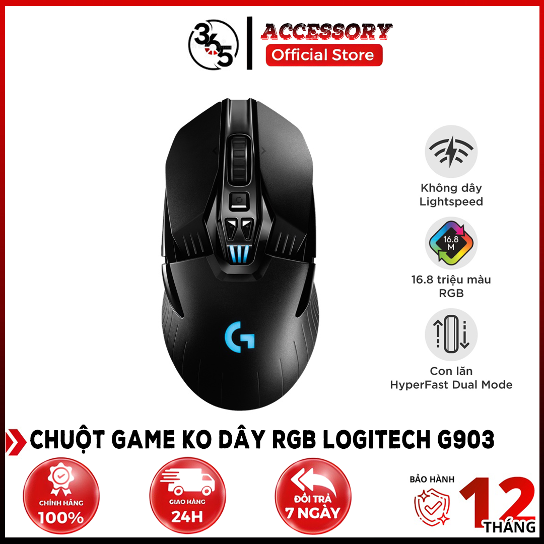[Freeship Max] Chuột game không dây RGB Logitech G903 Hero - Cảm biến Hero 25k, pin sạc, PC ...